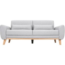 Miliboo Design-Sofa 3 Plätze Stoff Hellgrau Eichenbeine ektor - Hellgrau