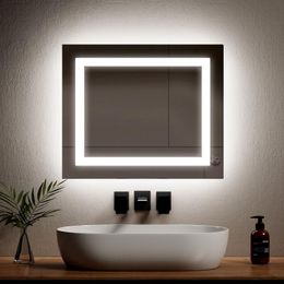 Badspiegel mit Beleuchtung Rechteckig led Badspiegel Wandspiegel mit Beschlagfrei 3000K/6500K Druckknopfschalter Vertikal und Horizontal möglich