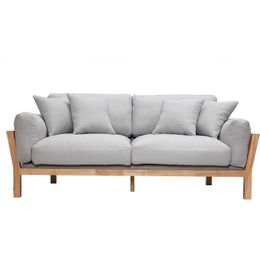 Miliboo - Design-Sofa 3 Plätze Hellgrau Holzbeine kyo - Hellgrau