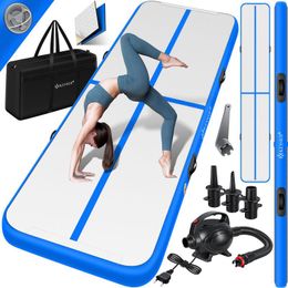 Kesser Turnmatte Aufblasbar Airtrack Fitness-Matte Gymnastikmatte 3/4/5/6m inkl. Tragetasche & elektr. Luftpumpe Yogamatte Tumbling Matten Blau / 600 x 100