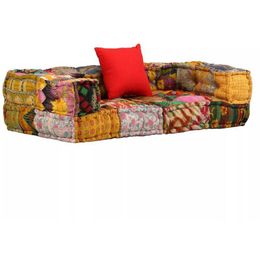 2-Sitzer Modulares Sofa mit Armlehnen Stoff Patchwork 10996