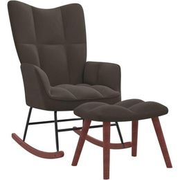 MAISONCHIC Schaukelstuhl mit Hocker Relaxstuhl Liegesessel Dunkelgrau Samt DE68582