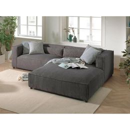 Ela– 4-sitzer ecksofa rechts – cordsamt – 4-sitzer – moderner stil - dunkelgrau