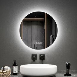 Badspiegel Antibeschlage Badezimmerspiegel mit Beleuchtung 3 Lichtfarben Dimmbar,Helligkeit Einstellbar,Memory-Funktion,Energiesparend,50cm - Emke