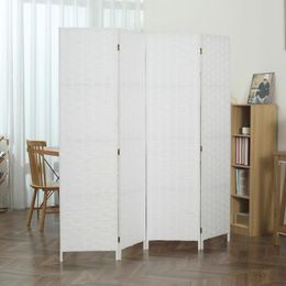 Makika - Trennwand / Raumteiler aus Papier und Holz Faltbar - Weiß Eckig