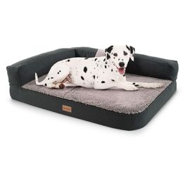 Brunolie - Odin Hundesofa, waschbar, orthopädisch und rutschfest, Hundekissen mit Abnehmbarer Lehne, hundekorb, hundebett Größe m 100x80 cm