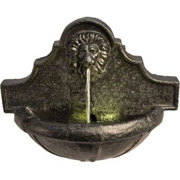 Teamson Home - Garden Wasserspiel & Lichter, Wandmontierter Wasserbrunnen für den Innenbereich, Löwenkopf-Stein-Wasserfall und Pumpenverzierung,