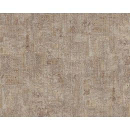 Spachtel Putz Tapete Edem 9093-16 heißgeprägte Vliestapete geprägt im Shabby Chic Stil glänzend beige braun silber 10,65 m2 - beige
