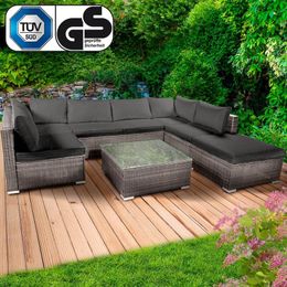 Brast - Gartenmöbel Lounge Sofa Couch Set Sunshine Grau Poly-Rattan für 5 Personen