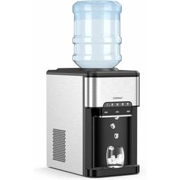 Costway 3 in 1 Wasserspender Eiswürfelmaschine mit heisses/kaltes Wasser, Eiswürfel in 10min, Eismaschine 3L Wassertank, Eiswürfelbereiter 19kg/Tag für