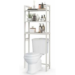 GOPLUS Toilettenregal, Waschmaschinenregal mit 3 Ablagen & 3 abnehmbaren Haken, Badezimmerregal für Toilette, Badzimmer & Waschküche, 63 X 26,5 X 170