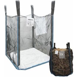 Arebos - Premium Holzsack Big Bag 100x100x120 cm mit 4 Schlaufen und Einfüllschürze Tragfähigkeit 1000 kg, sf 5:1, en iso 21898 Säcke für Bauschutt,