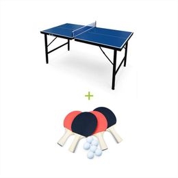 Indoor Mini-Tischtennisplatte 150x75cm mit Zubehör - Blau - Sweeek
