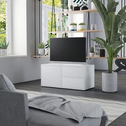 Moderne TV-Möbel, TV-Lowboard TV-Schrank für das Wohnzimmer Weiß 80x34x36 cm Holzwerkstoff -FV15347 - Weiß