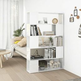 Bonnevie - Bücherregal Raumteiler - Paravent Trennwand Hochglanz-Weiß Holzwerkstoff -DE17949