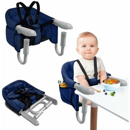 Naizy - Tischsitz Baby Blau Sitzerhöhung Stuhl Kind Hochstuhl Faltbar mit Rutschfeste Griff & Sicherheitsgurt & Aufbewahrungstaschen Kinderhochstuhl