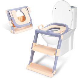 Toilettentrainer Lerntöpfchen mit Treppe Justierbarer für Kinder Töpfchen Toilettensitz Rutschfest Töpfchentrainer lila - lila - VINGO