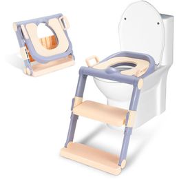 VINGO - Toilettentrainer Lerntöpfchen mit Treppe Justierbarer für Kinder Töpfchen Toilettensitz Rutschfest Töpfchentrainer lila - lila