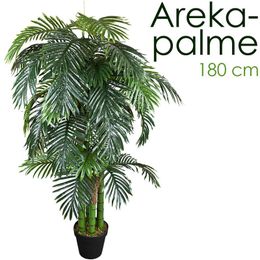 Decovego - Künstliche Palme groß Kunstpalme Kunstpflanze Palme künstlich wie echt Plastikpflanze Arekapalme 180 cm hoch Balkon Dekoration Deko