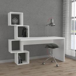 Decortie - Balance Moderner Schreibtisch mit Regalen Breite 153.5cm - Weiß / Anthrazit Grau - Weiß - Anthrazit Grau