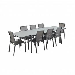 Sweeek - Gartenset mit ausziehbarem Tisch 200/300 cm Dunkelgrau / Taupe-Grau - Dunkelgrau