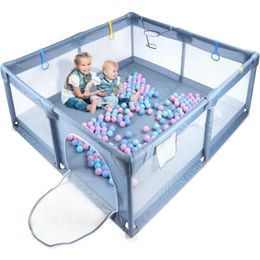 Aufun - Baby Laufstall, 150x180cm Laufgitter, Absperrgitter mit luftdurchlässigem Netz, Kinderschutzgitter, Krabbelgitter, Spielplatz-Set für Kinder