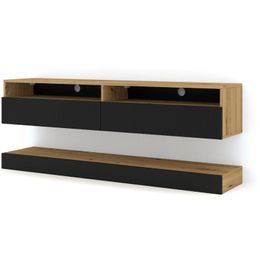 Bim Furniture - TV-Schrank duo 160 cm hängend + plattform handwerks-eiche / schwarz matt