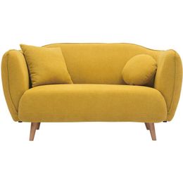 Miliboo Skandinavisch inspiriertes Sofa aus senfgelbem Stoff mit Samt-Effekt Zwei-Sitzer folk - Gelb