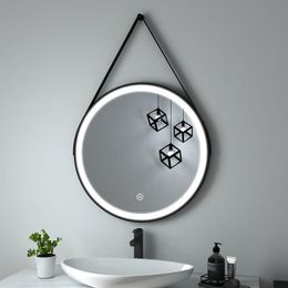 Badspiegel mit Beleuchtung Rund led Wandspiegel Touch Kühles Weißes Licht Badezimmerspiegel 70cm - Heilmetz