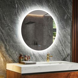 Badspiegel Rund Beleuchtet, Runder Spiegel mit Beleuchtung, Led Spiegel Rund 80cm - Badezimmerspiegel Anti-Beschlag mit 3 Lichtfarben einstellbare