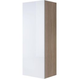 Hängeschrank Vitrinenschrank Vitrine Wohnzimmer 1 Tür 3 Fächer 40x126x29cm Modell Luke V1 Sonoma Matt und Weiss Glanz