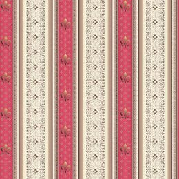 A.S. Création Französische Tapete mit Lilie | Vlies Barock Tapete gestreift in Pink Crème Gold | Magenta Vliestapete mit Ornamenten auf Streifen für Wohnzimmer