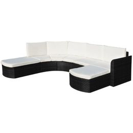 Bonnevie - 4-tlg. Garten-Lounge-Set,Gartenmöbel-Set mit Auflagen Poly Rattan Schwarz vidaXL