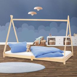 Kinderbett Tipi, 90x200 cm, Natur, mit Lattenrost - ML-Design