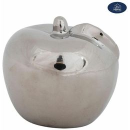 NEW HOME - Deko Apfel aus Keramik silber glänzend 9cm Dekoapfel Dekoobst Dekofigur Obst