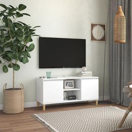 MAISONCHIC - TV-Schrank, TV-Lowboard, tv Möbel, Fernsehschrank Moderner Stil mit Massivholz-Beinen Weiß 103,5x30x50 cm NMKS37769