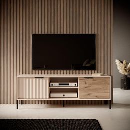 Emporius - TV-Schrank 150 cm Varo - Zweitürige TV-Tisch - Modern, Loft, Wohnizmmer - Möbel vom Hersteller (Beige + Braun) - Beige + Braun