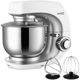 Monzana Küchenmaschine mit Zubehör Leistungsstark Metall 7 Geschwindigkeiten Spritzschutz Rührschüssel Küche Rührmaschine Knetmaschine Weiß 4.5L