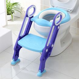 WYCTIN Kinder Toilettensitz Töpfchentrainer Kinder-Töpfchen Toilettensitz mit Leiter und Griffe Töpfchen Sitz für Toiletten (Blau + Lila)