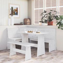 Esstisch mit Bank,Esszimmertisch,Bankettisch für Wohnzimmer Weiß Massivholz Kiefer AGHDE794055 MAISONCHIC