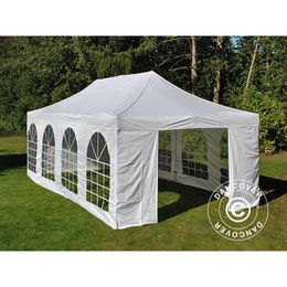 Dancover Faltzelt Faltpavillon Wasserdicht FleXtents Steel 4x8m Weiß, mit 4 Seitenwänden - Weiß