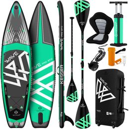 Kesser Aufblasbare sup Board Set pro gtx mit Premium Hochdruckpumpe Transporttasche Stand Up Paddle Board Cam Halterung Surfboard 6 Zoll Dick Grün - 350CM