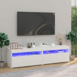 2 Stk.TV-Möbel,TV-Schränke TV-Lowboards,Fernsehschränke mit LED-Leuchten Weiß 75x35x40 cm -MAISONCHIC15624
