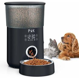 Puppykitty - puppy kitty 4L Futterspender für Katzen und Hunde, mit Edelstahlnapf, 10S programmierbarer Stimme, Touchscreen, 1–5 Mahlzeiten, Schwarz