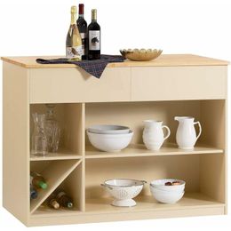 KNL04-MI Kücheninsel freistehend Küchenschrank Highborad Kommode Schrank Sideboard Bartisch Buffet Beige bht ca: 120x90x60cm - sobuy