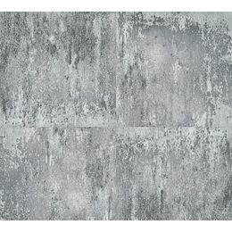 Retro Tapete Profhome 361183 Vliestapete glatt mit abstraktem Muster matt grau schwarz silber 5,33 m2 - grau