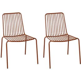 Sweeek - 2er Set stapelbare Gartenstühle aus Stahl - Terrakotta