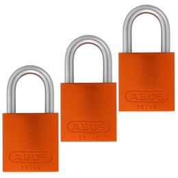 Abus - 3x Vorhangschloss Aluminium orange 72LL/40 vs Bügelschloss Gravur geeignet