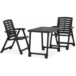 3-tlg. Bistro-Set Klappbar Kunststoff Grau Vidaxl Grau