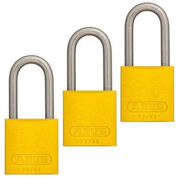 3x Abus Vorhangschloss Aluminium gelb 72LL/40 vs Bügelschloss Gravur geeignet